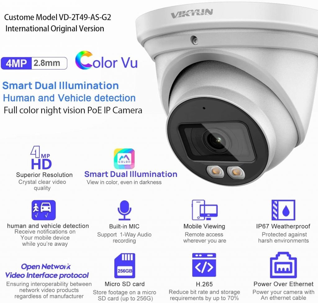 Dual Light Security Camera | PoE 4MP Camera | VIKYLIN